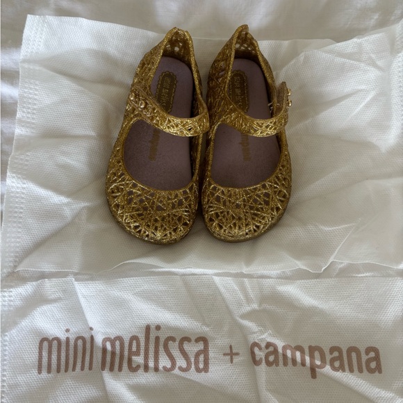 Mini Melissa | Shoes | Mini Melissa Size 6 Toddler Girl Shoes Gold ...